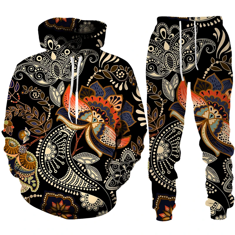 Colorful-Cashew-Flower-Tracksuit-Men-Women-2-Piece-Set-Paisley-3D-Print ...
