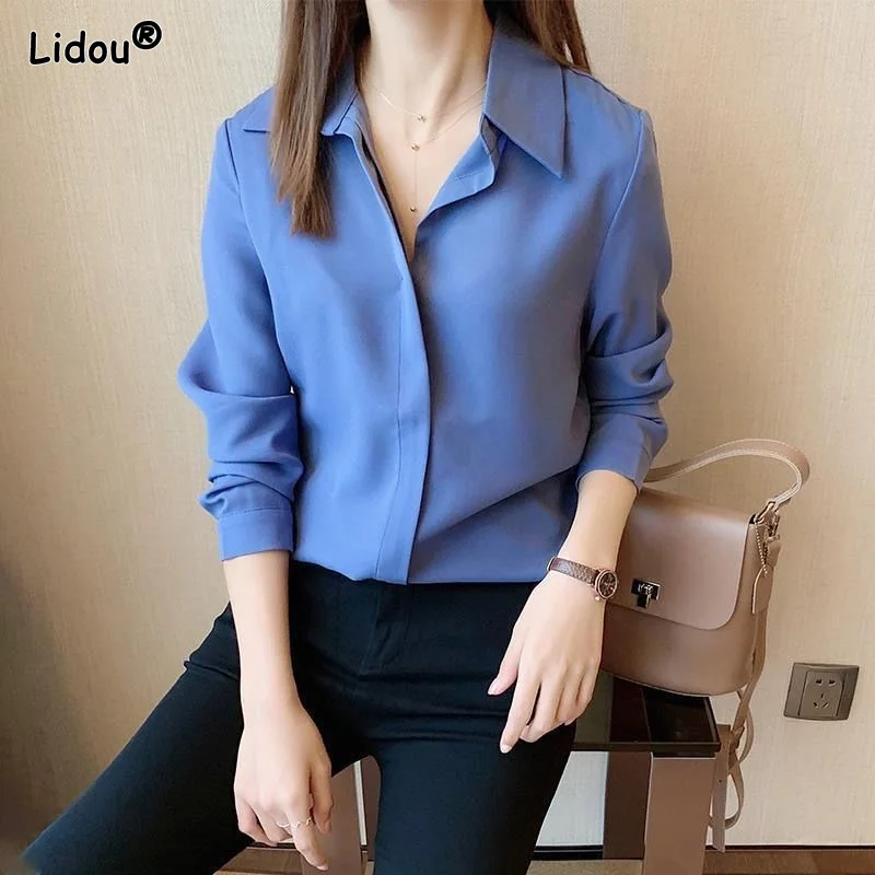 Office-Lady-Thin-Chiffon-Single-Breasted-Fashion-Woman-Blouses-2022 ...