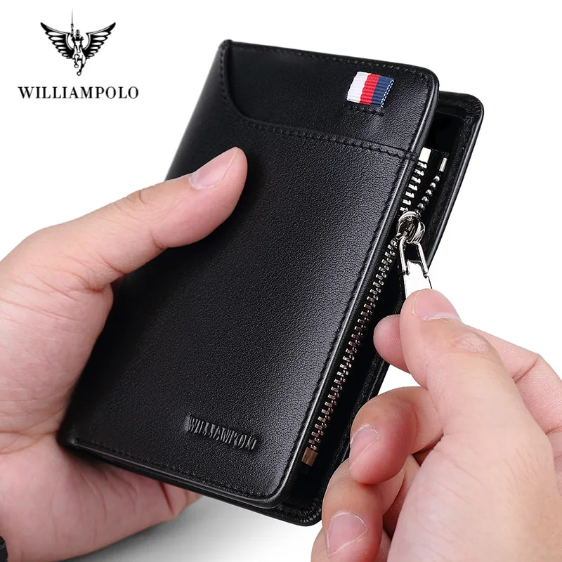 WILLIAMPOLO-Coin-Purses-Genuine-Leather-Men-Wallet-With-Card-Holder ...