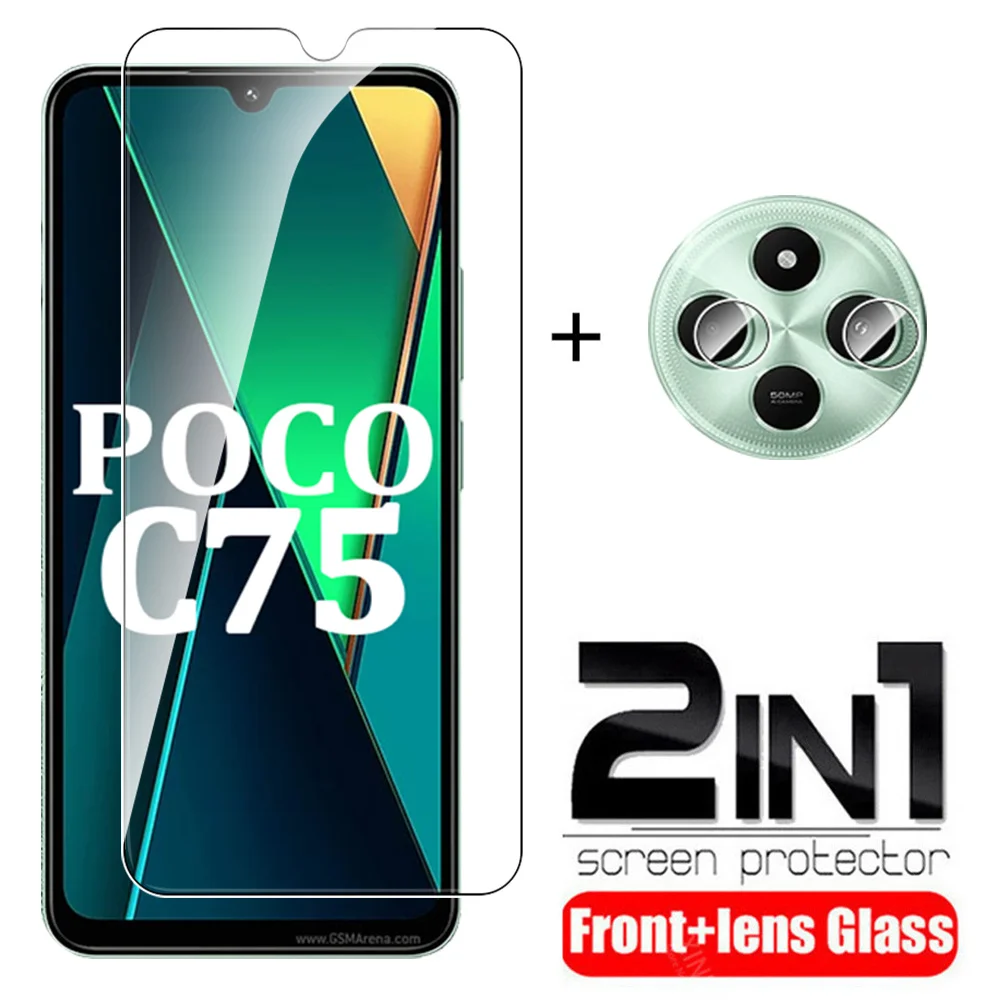 2in1 Tempered Glass Case For Xiaomi Poco C75 C65 Screen Protector For ...