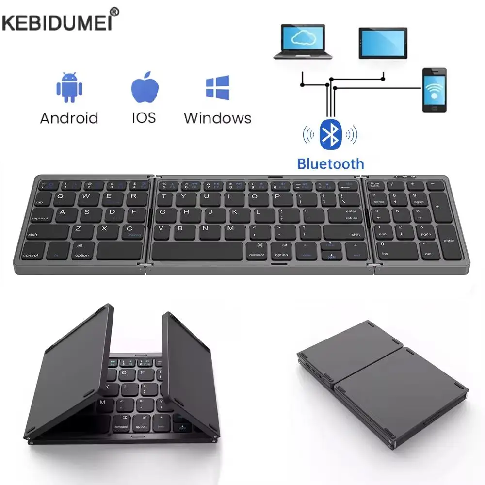 Teclado-Bluetooth-Sem-Fio-Dobr-vel-Recarreg-vel-Mini-iPad-Celular ...