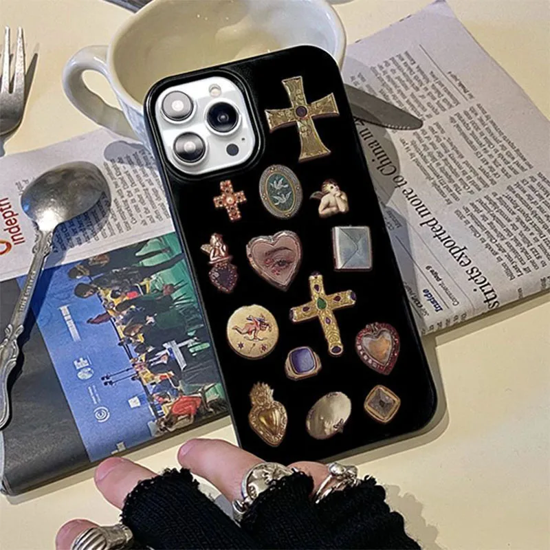 European-And-American-Style-Retro-Cross-Phone-Case-For-iPhone-15-14-13 ...