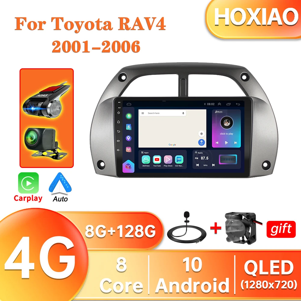8G+128GB Android 11 For Toyota RAV4 2001 2002 2003 2004 2006 Car Radio ...