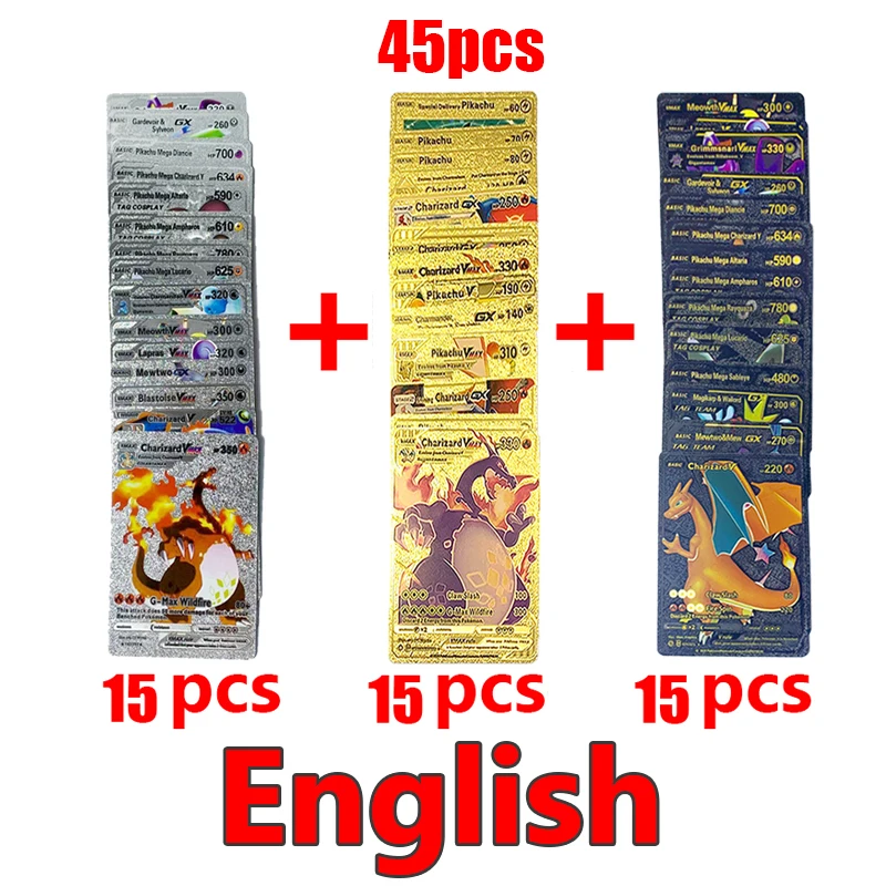 81-36 Pcs Cards German Spanish French English Vmax GX Energy Card Pikachu Rare Collection Battle ...