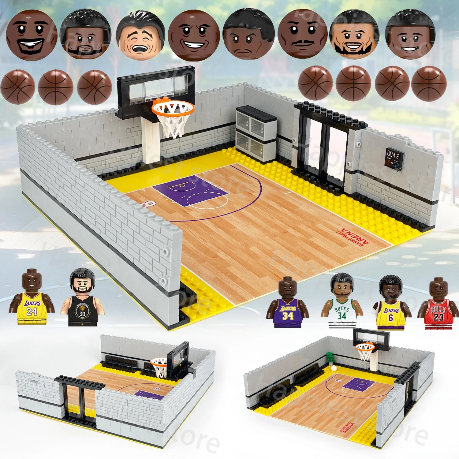 MOC-Basketballs-Court-Footballs-Match-Players-Figures-Building-Blocks ...