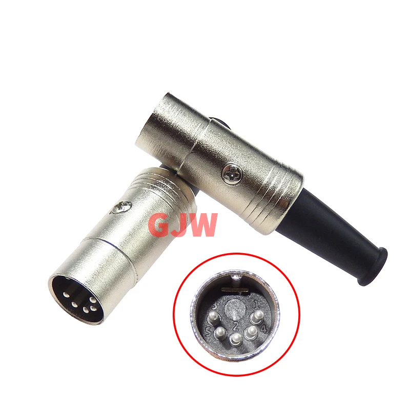 2PCS-5PIN-DIN-Connector-Midi-Cable-Lead-Audio-Plug-Male-Inline-Metal ...