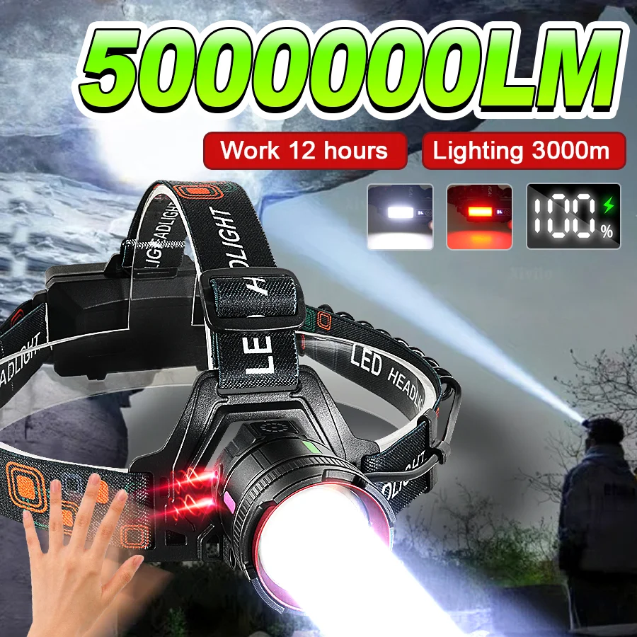 5000000LM Super Bright Headlight White Laser Powerful Led Headlamp ...