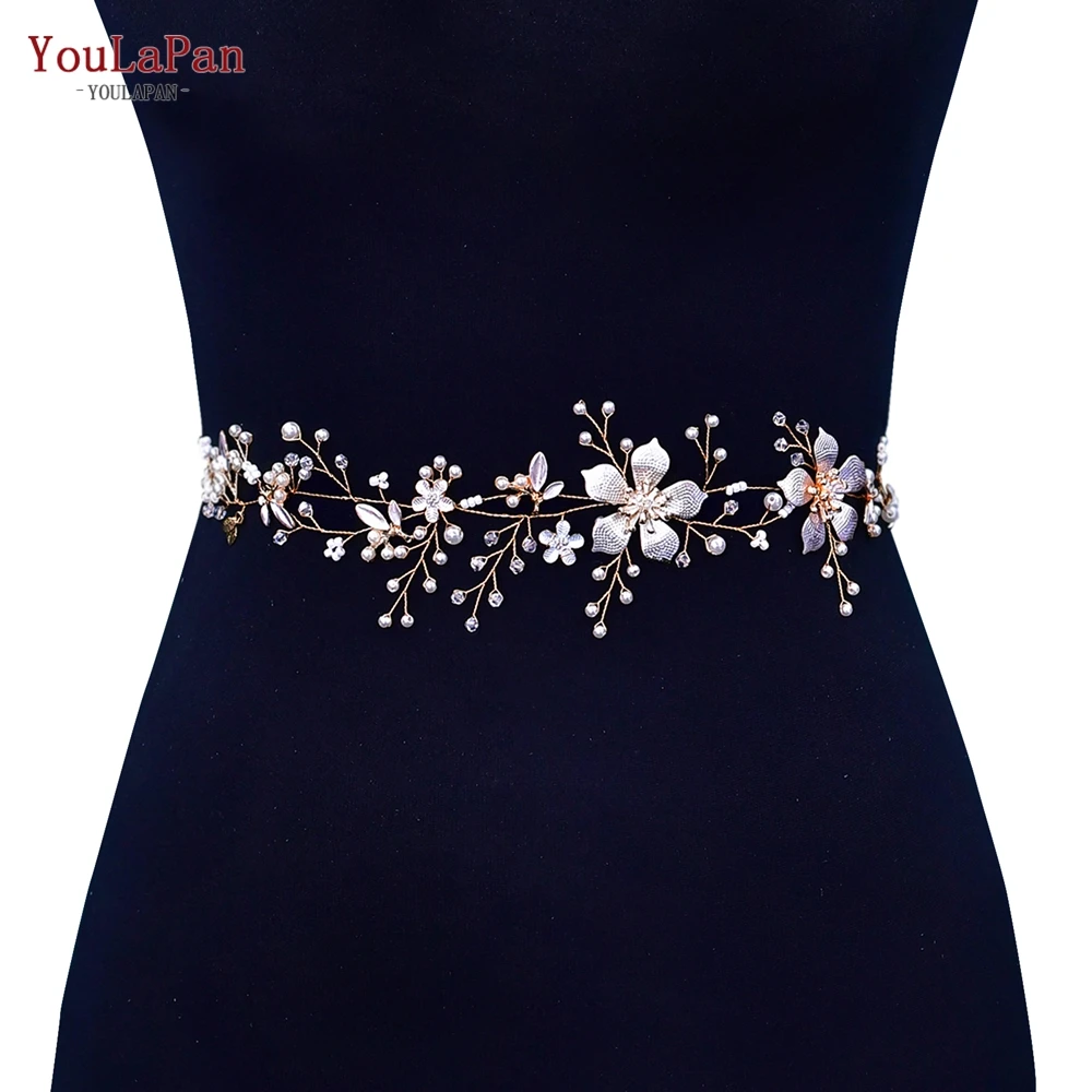 YouLaPan-Wedding-Dress-Belt-Alloy-Floral-Bridal-Sash-Belt-Crystal ...