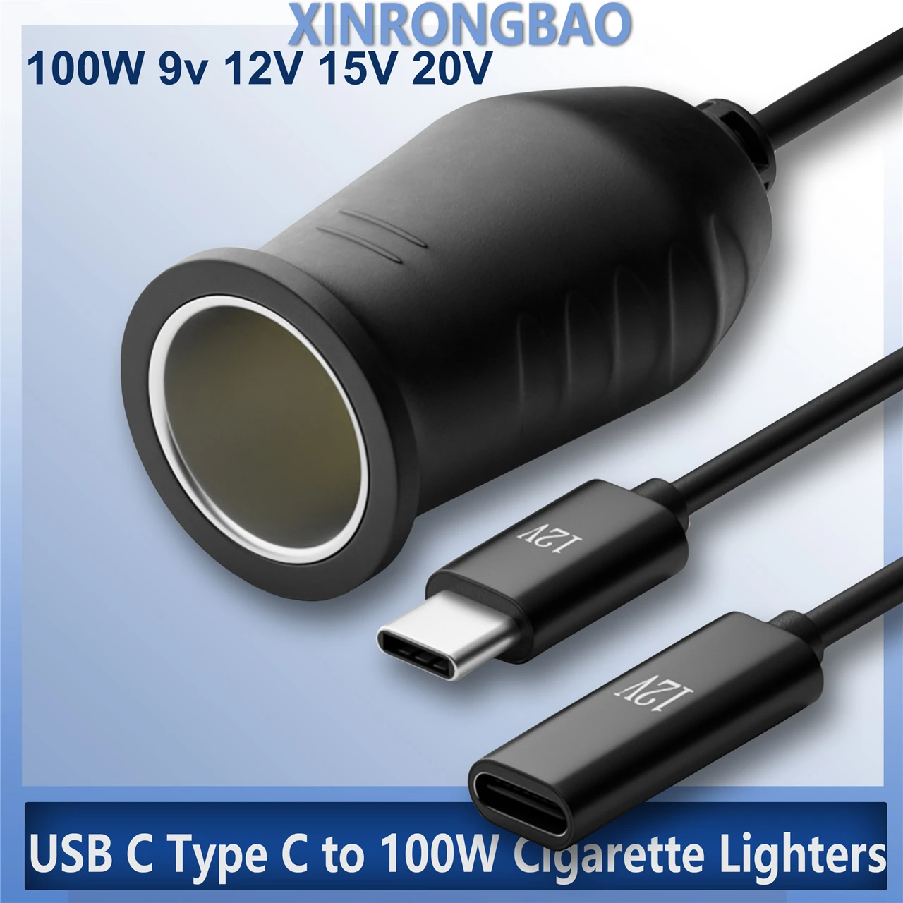1pcs-USB-C-Type-C-to-100W-9v12V15V20V-Car-Cigarette-Lighter-Socket ...