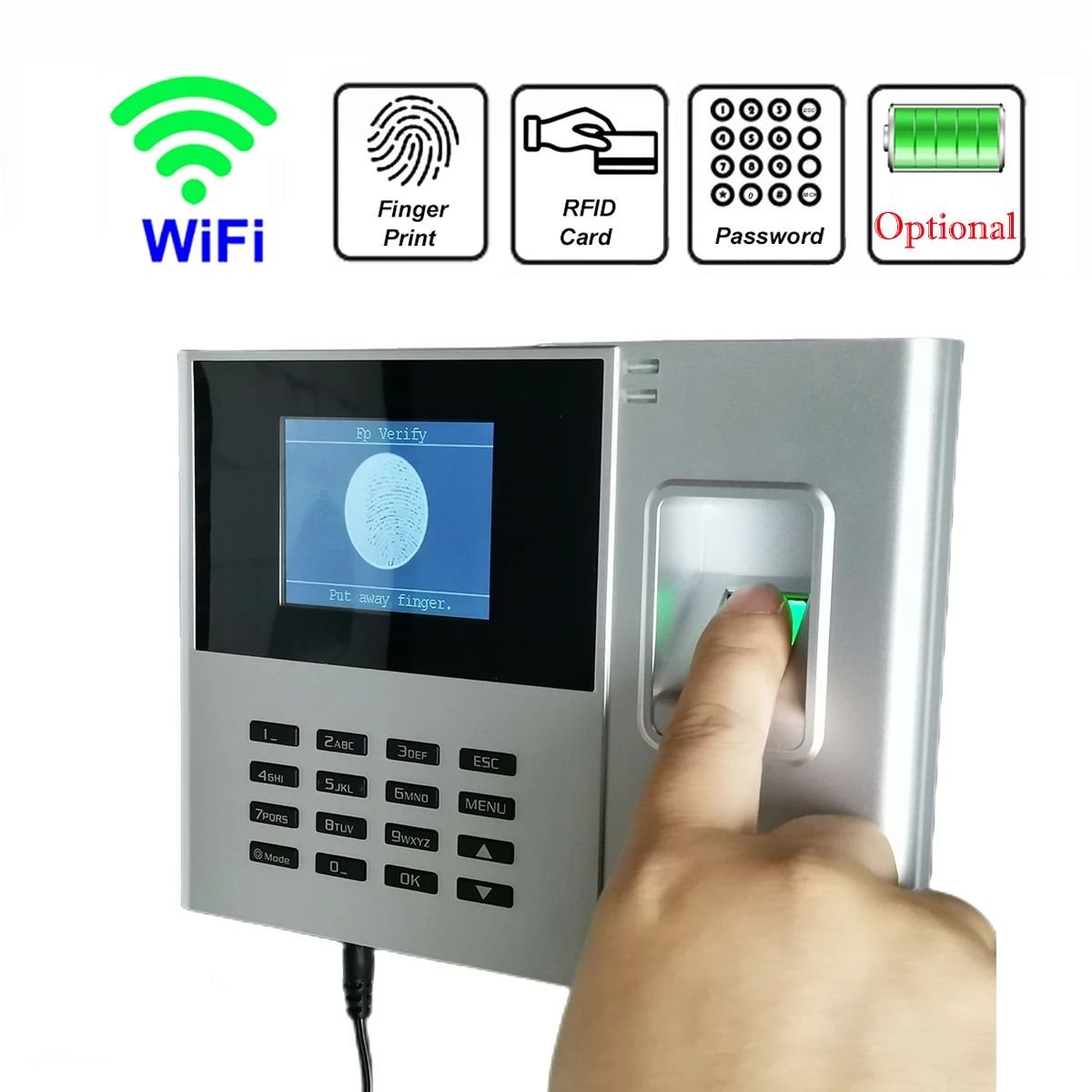 Wifi 2000mah Battery Option Fingerprint Time Attendance Machine System ...