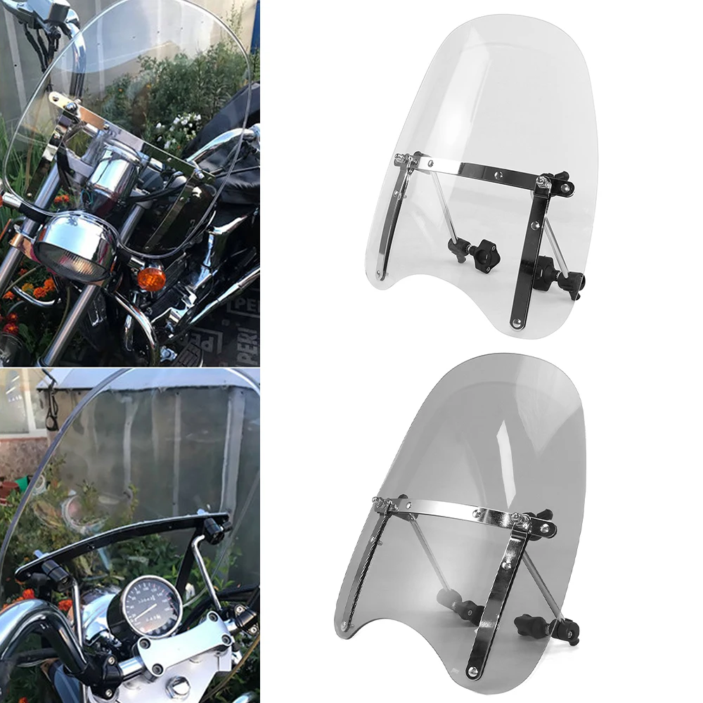 Clear/Smoke Universal Motorcycle Windshield Motorbike Handlebar ...