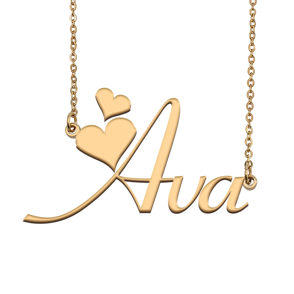 Ava-Name-Necklace-Personalised-Stainless-Steel-Women-Simple-Choker-Gold ...