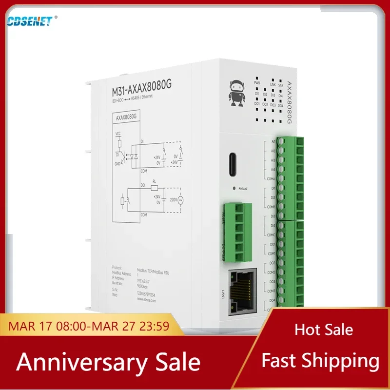 8DI-8DO-Remote-IO-Module-RS485-Ethernet-RJ45-CDSENET-M31-AXAX8080G-Analog-Switch-Acquisition ...