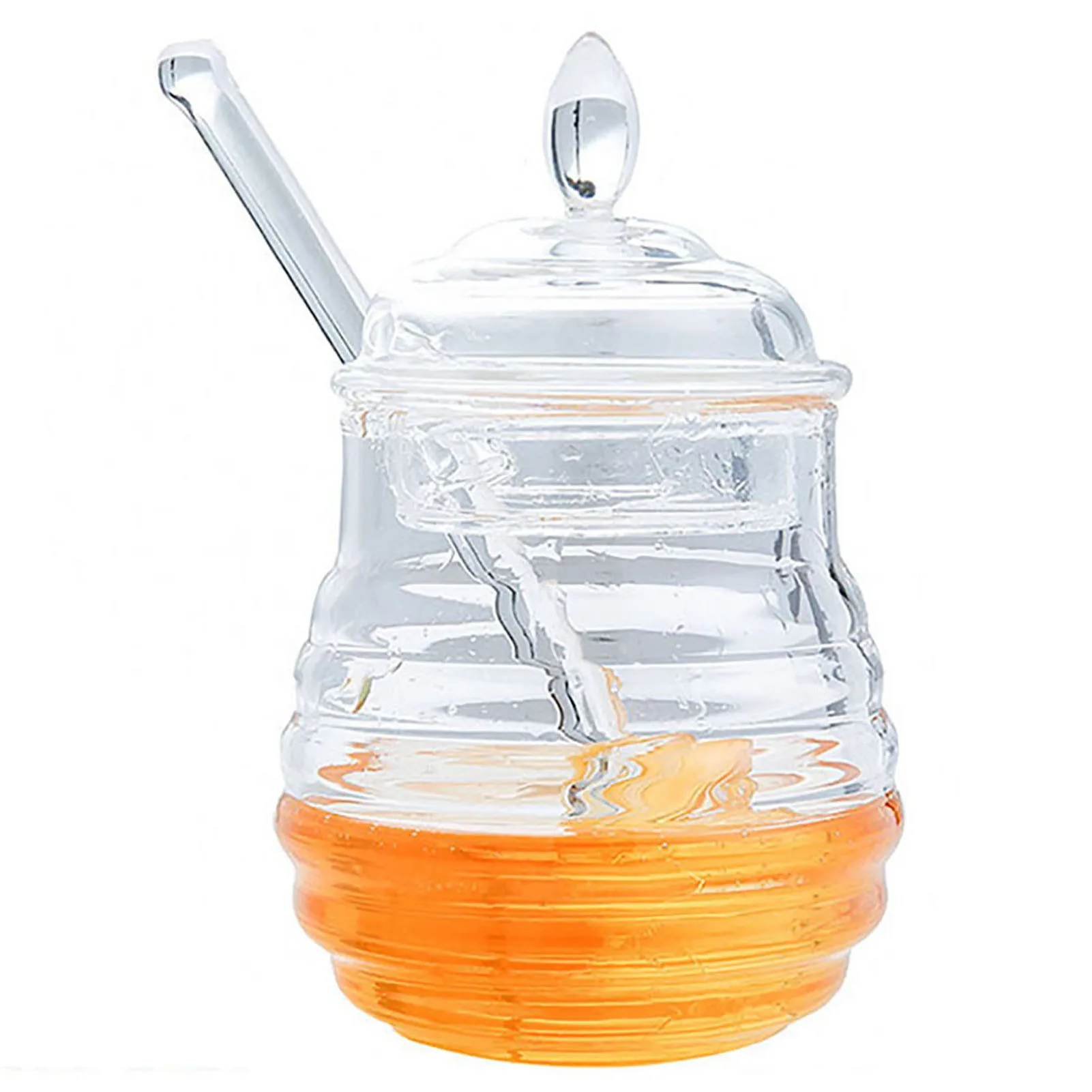Glass Honey Jar High Borosilicate Glass Honey Pot With Dipper Spoon ...