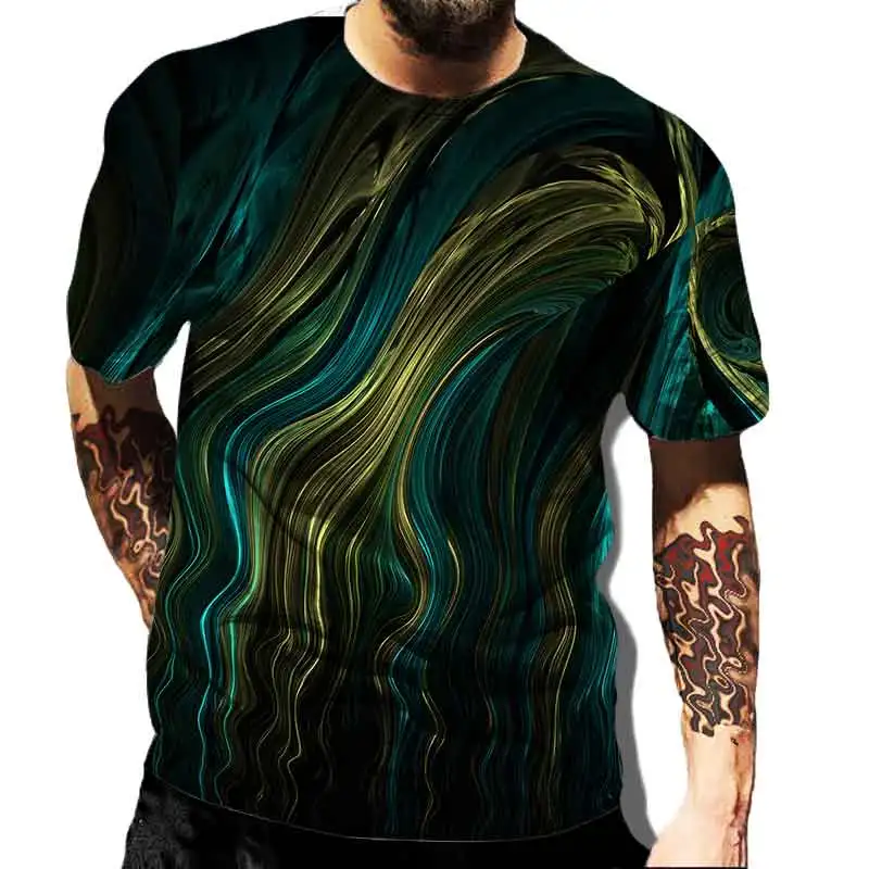 Vintage-Green-Men-s-T-shirt-Abstract-Art-Print-Men-Short-Sleeve-Casual ...