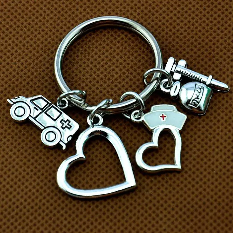 Ambulance Heart Nurse Cap Syringe Stethoscope Thank You Key Ring ...