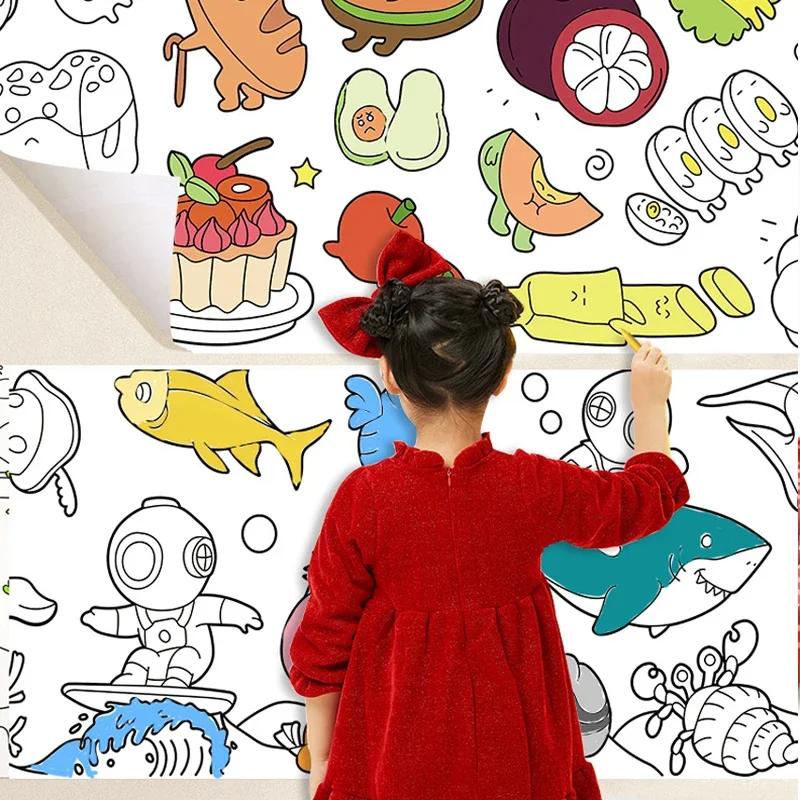 Children-Drawing-Roll-DIY-Sticky-Color-Filling-Paper-Coloring-Paper ...