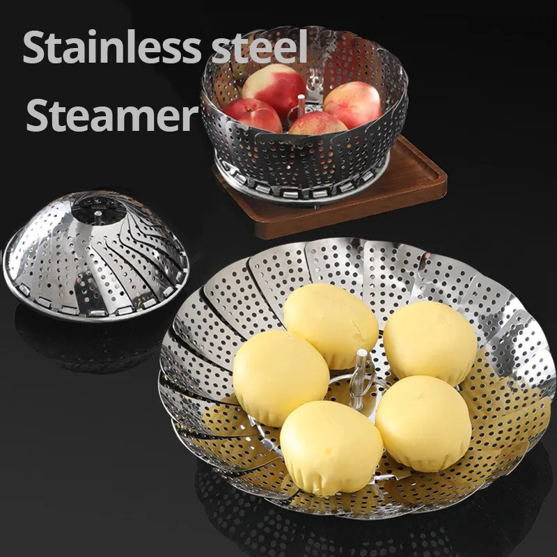 Multifunctional-Stainless-Steel-Steamer-Plate-Silver-Retractable ...