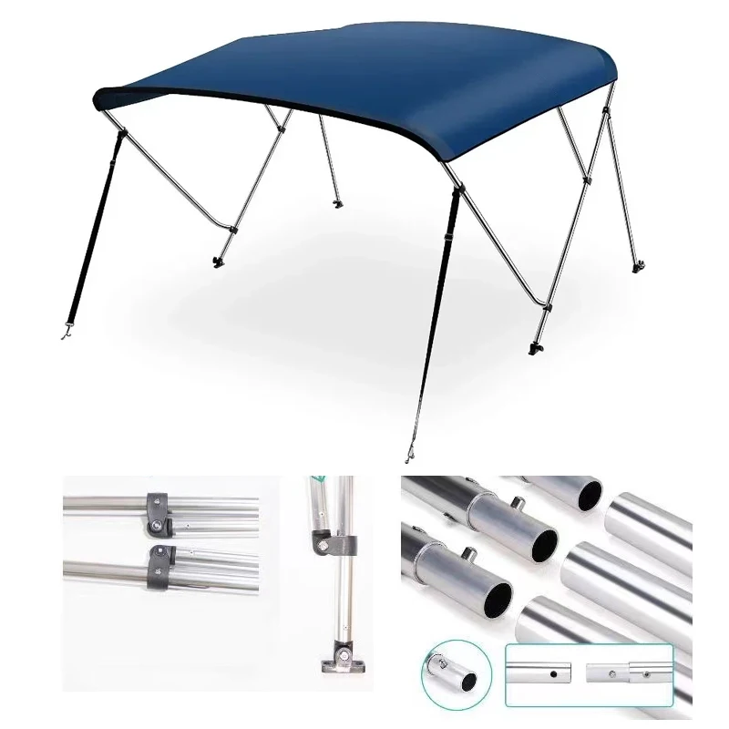 3 Bow Bimini Top for Boat Canvas Sun Shade Boat Canopy Blue 600D ...