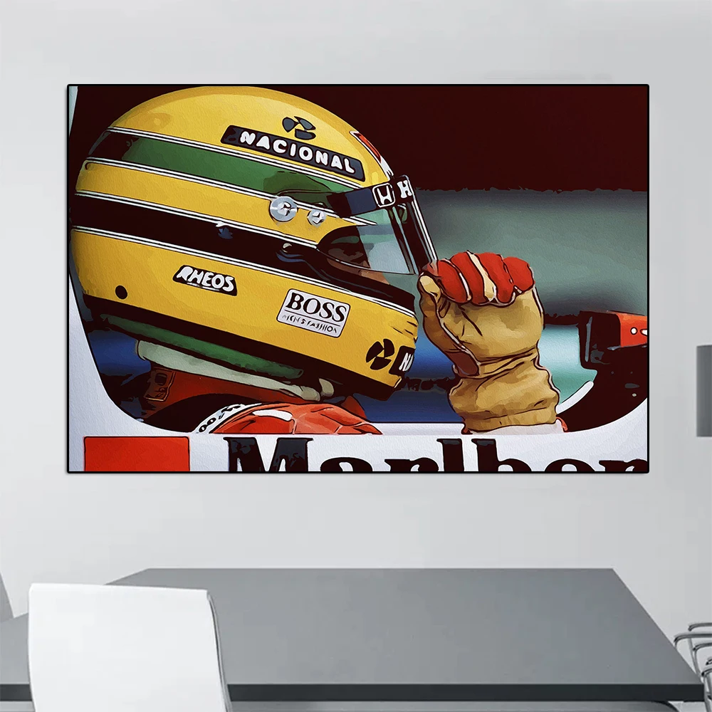 Formula-Legendary-Racer-Senna-Portrait-Canvas-Painting-Abstract-Racing ...