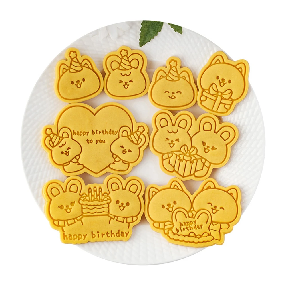 Cartoon Animal Birthday Cookie Mold 3D Cake Fondant Cutting Mold DIY ...