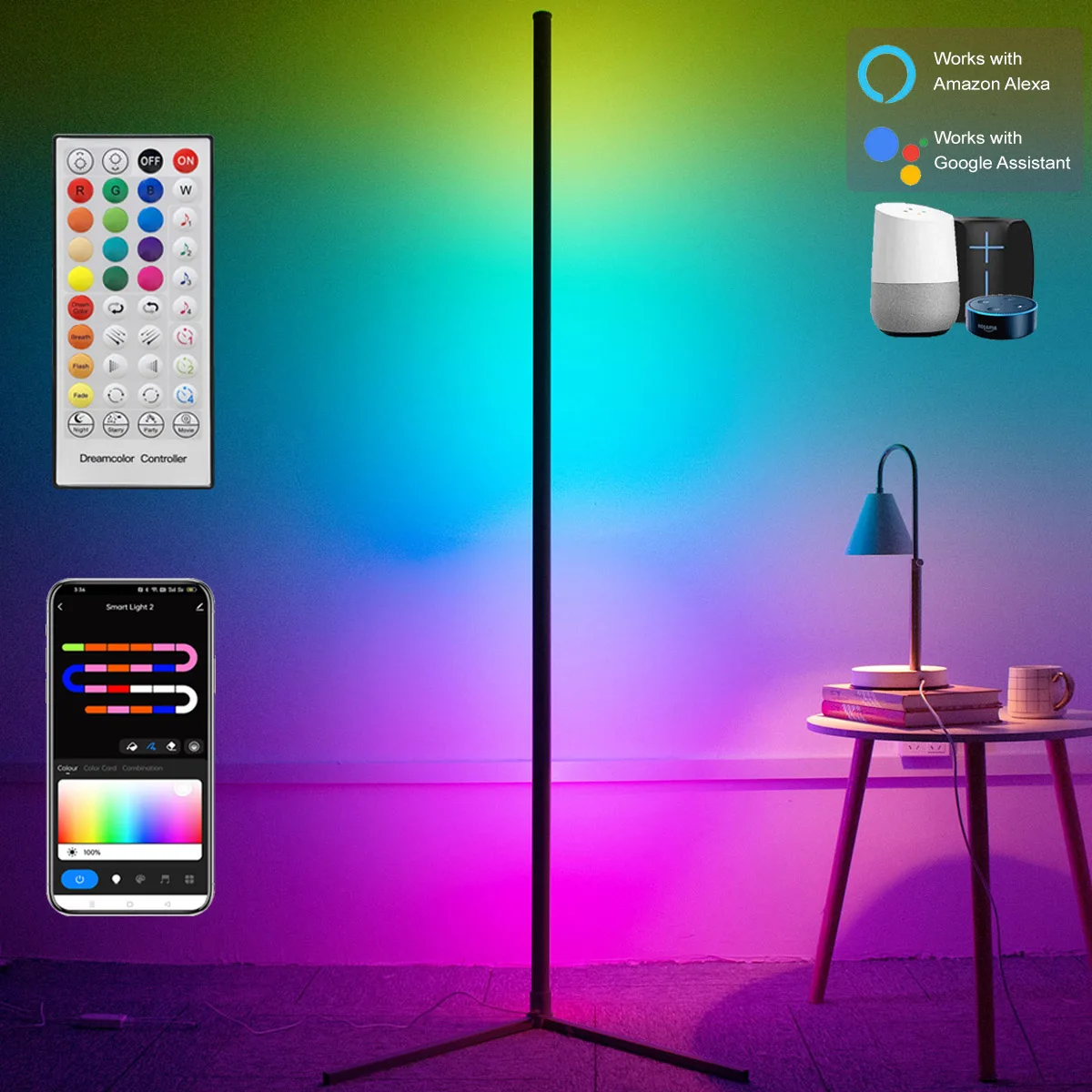 Smart-Tuya-Coin-Lamp-Dimmable-RGB-LED-Mood-Lighting-Alexa-Stand-Lights ...