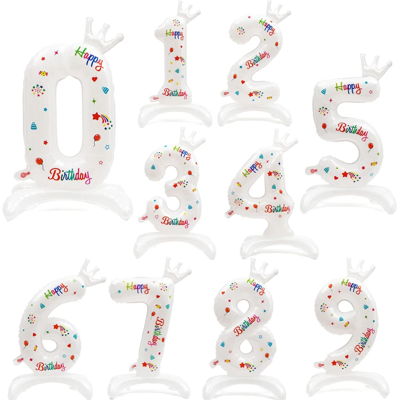 Globos con números del 0 al 9 de 32 pulgadas, de aluminio dorado, azul ...