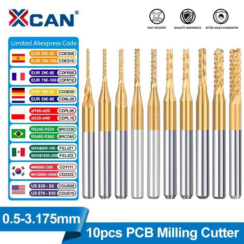 XCAN-PCB-Milling-Cutter-10pcs-TiN-Coated-0-5-3-175mm-CNC-Router-Bit-3 ...