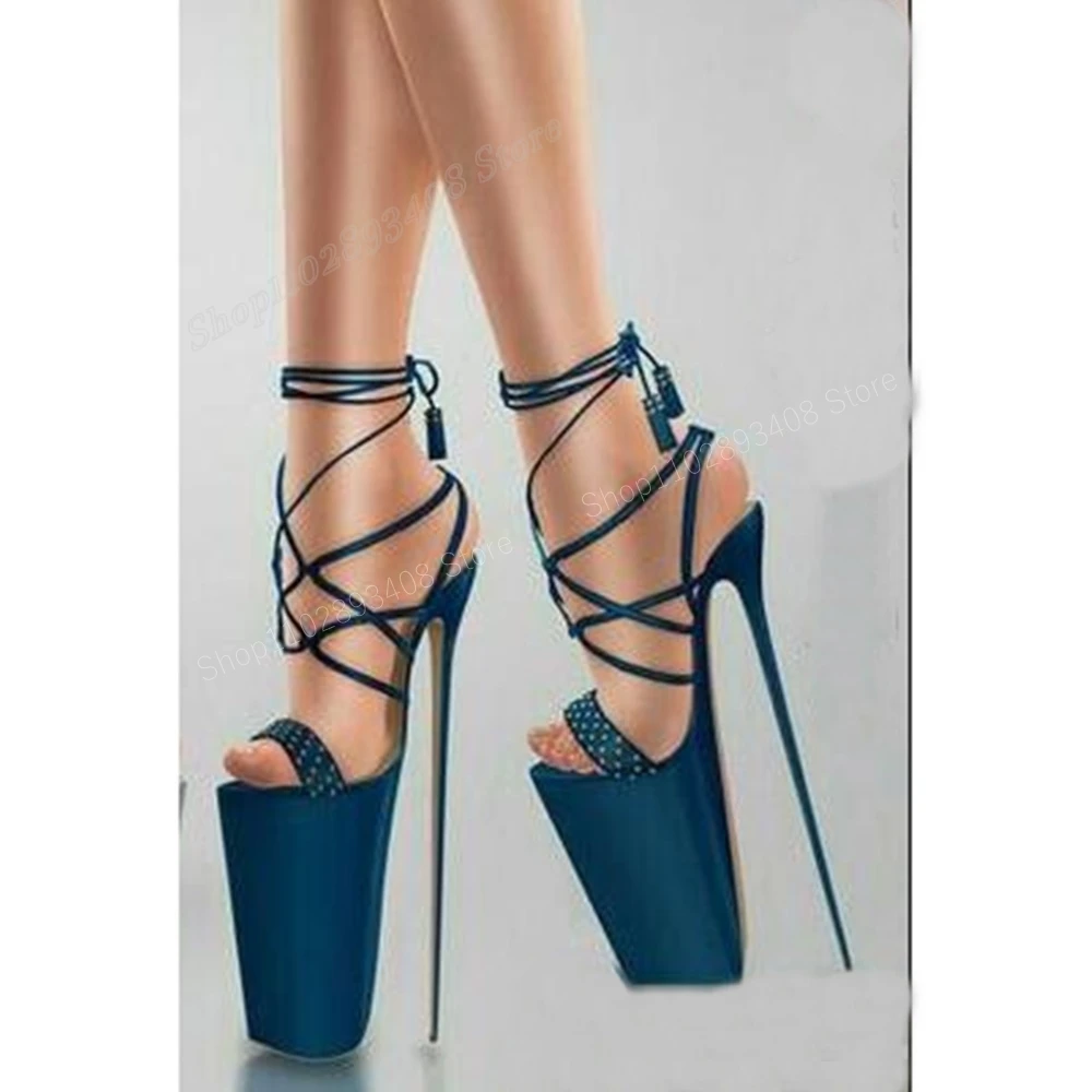 Blue-Hollow-Strappy-Peep-Toe-Sandals-Super-30cm-Stiletto-High-Heel ...