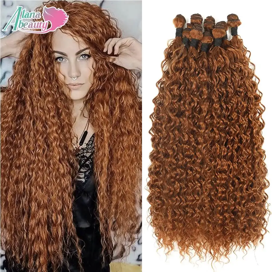 Alana-Long-Synthetic-Natural-Curly-Hair-Extensions-9PCS-300Gram-Bundles ...
