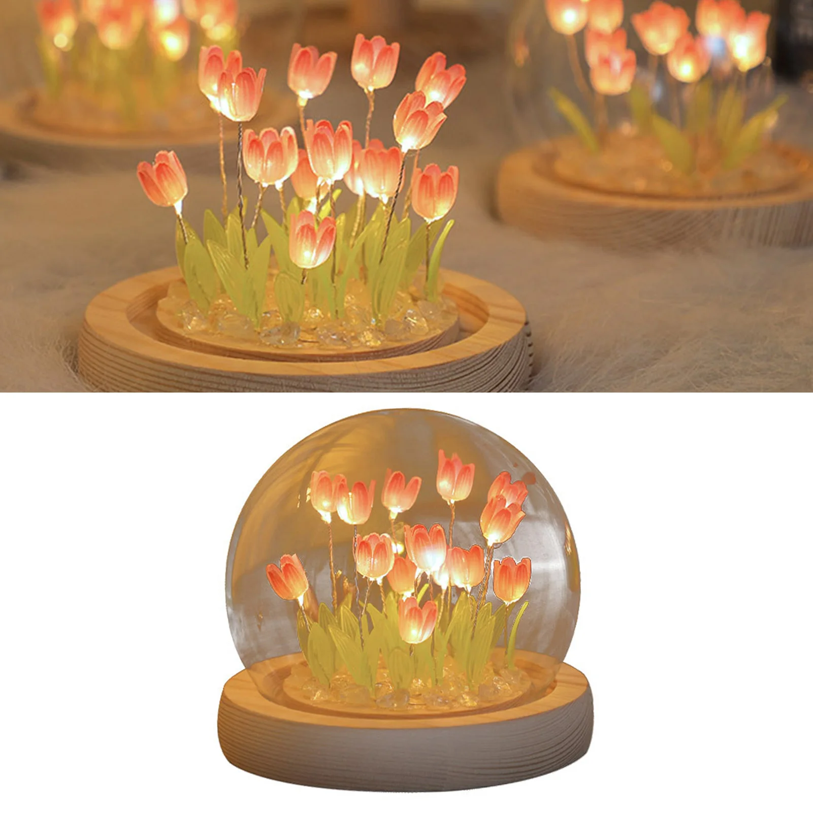 Desk-Ornament-Tulip-Night-Light-LED-Handmade-Mini-Simulation-Flower ...