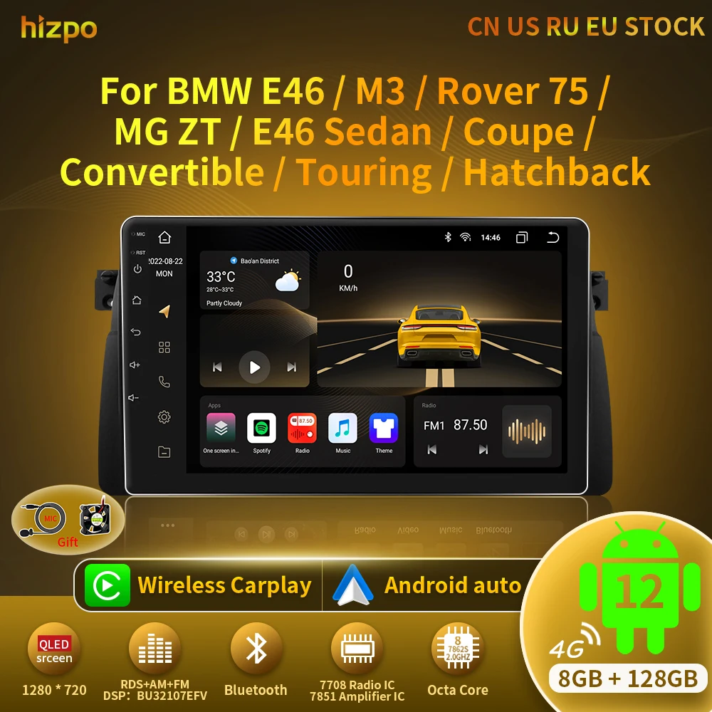 Hizpo 4g Wifi Car Radio Android Auto For Bmw E46 M3 318/320/325/330/335 ...