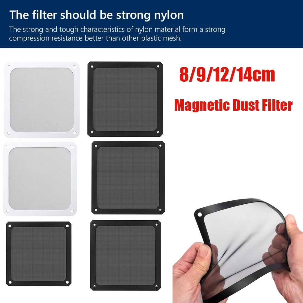 8-9-12-14CM-PC-Case-Fan-Dustproof-Mesh-Cover-Net-Magnetic-Nylon ...