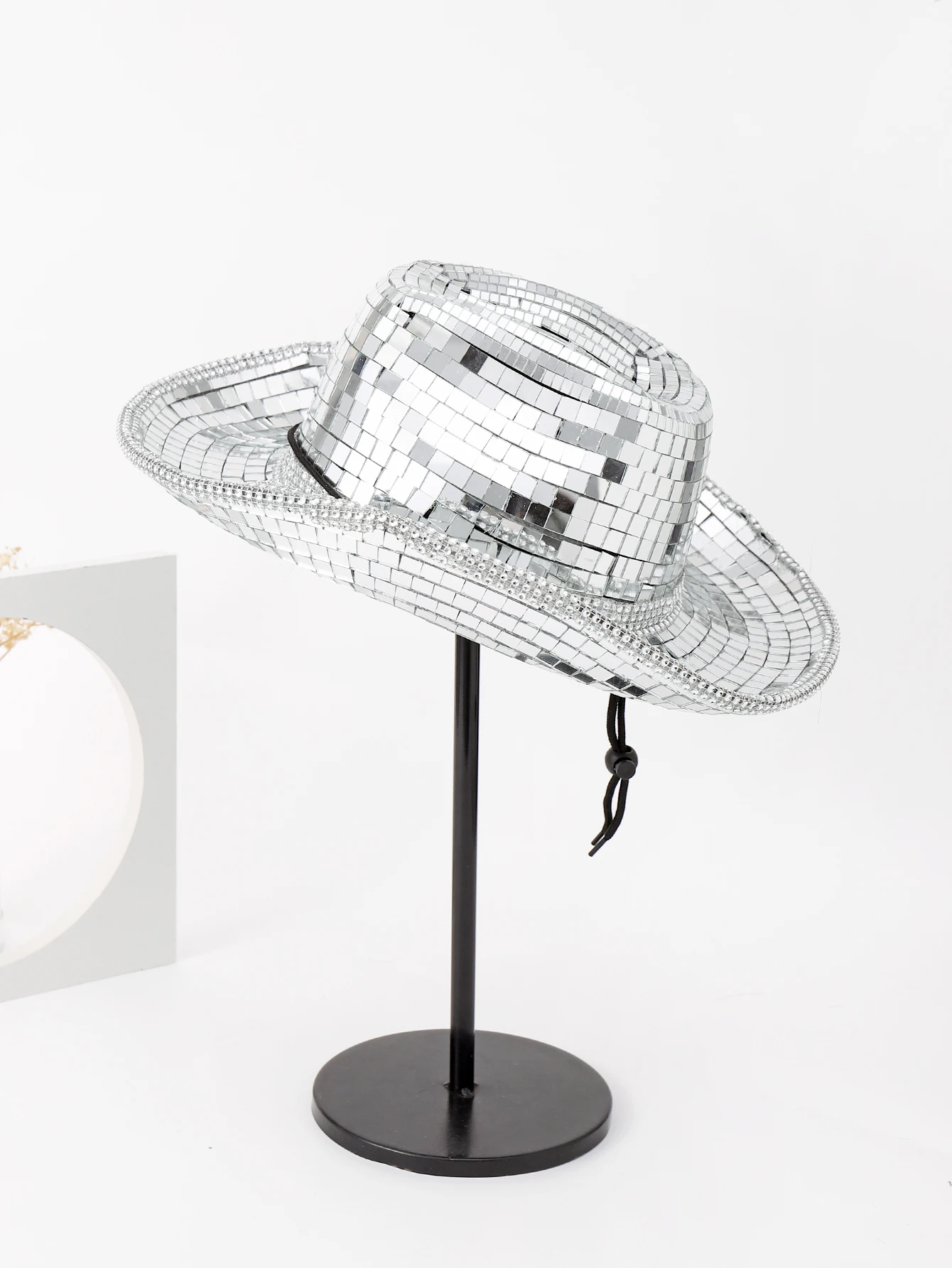 Mirror Ball Hat Shiny Silver Cowgirl Hat Disco Ball Cowboy Hat pub ...