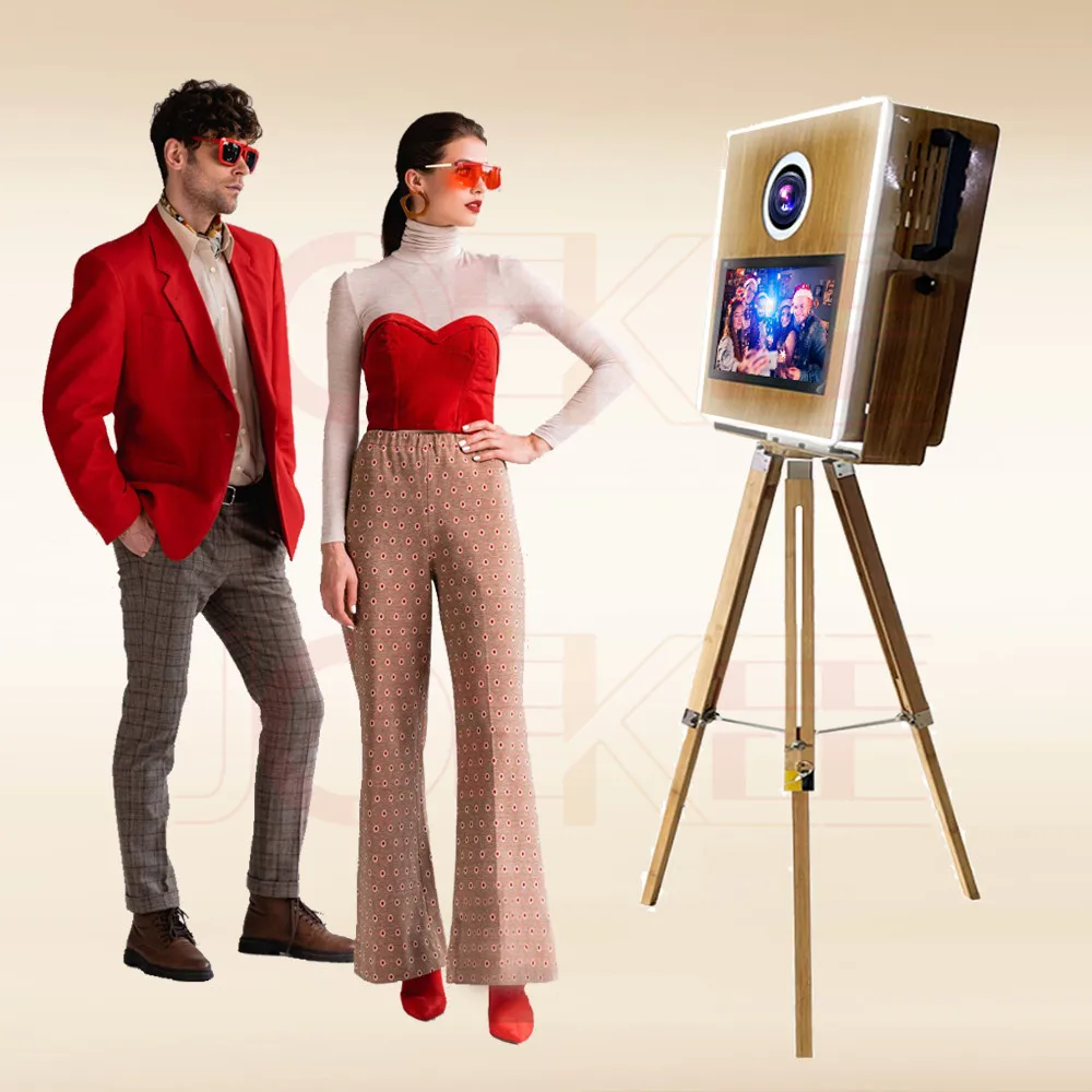 Portable Wooden Photo Booth 15.6 inch Touch Screen DSLR Photo Booth ...
