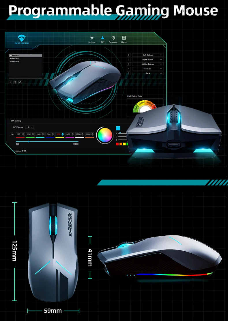 Игровая мышь Machenike M7, Беспроводная игровая мышь для ПК, RGB ...