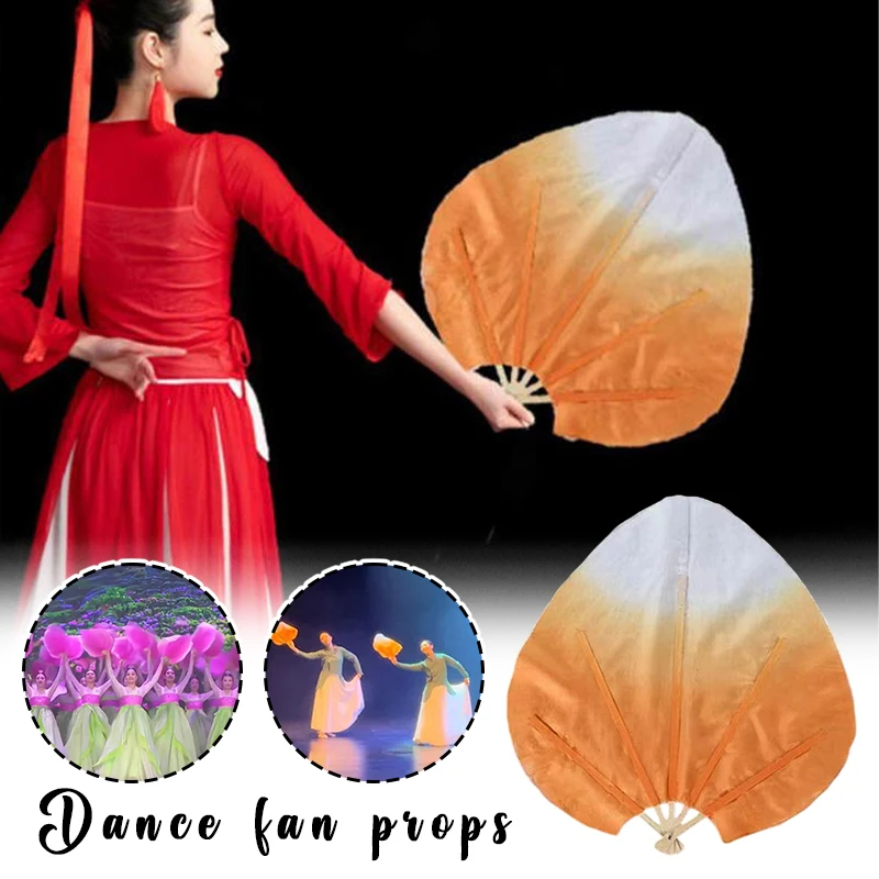 Large Double-sided Gradient Petal Shape Silk Fan Korean Dance Classical ...
