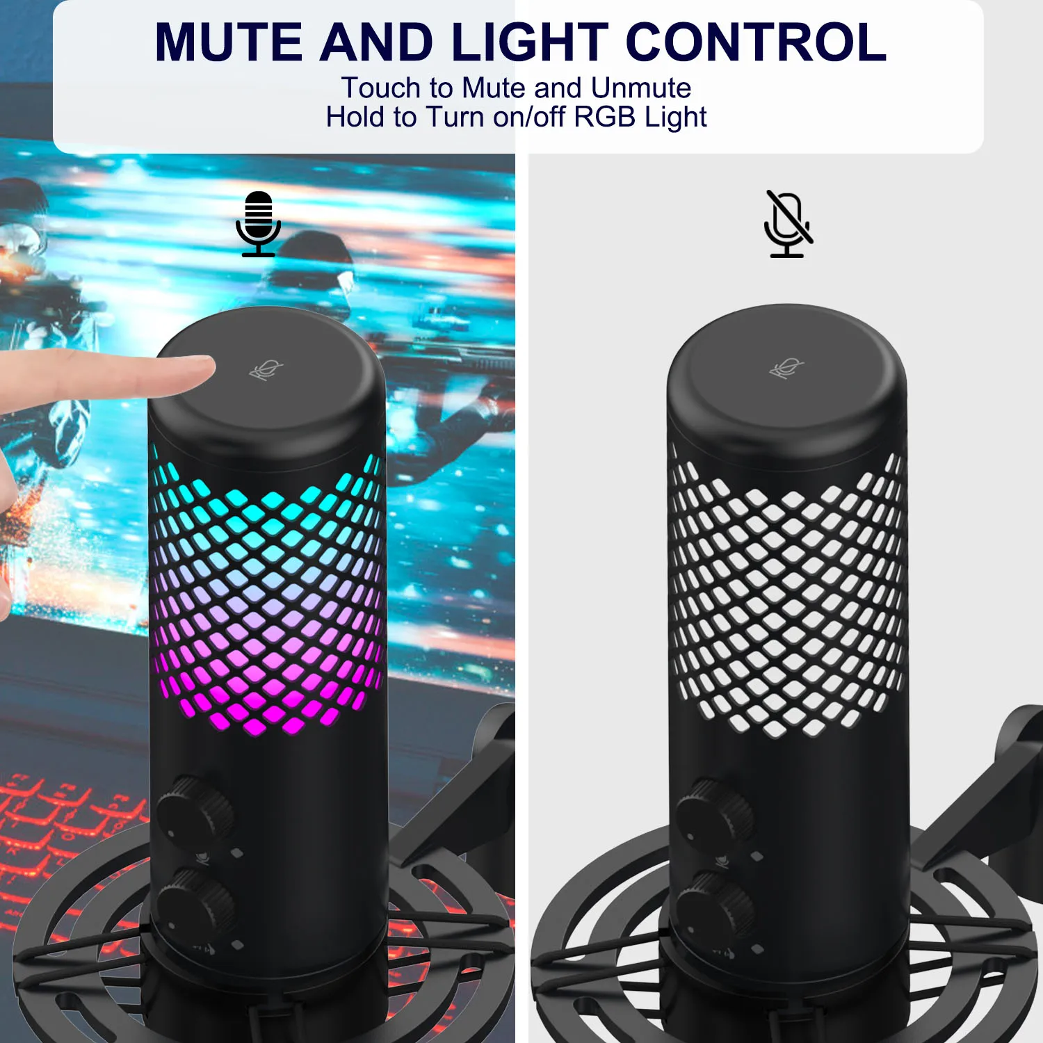 USB RGB Gaming Microphone for PS5, VeGue PC Condenser Mic with ...