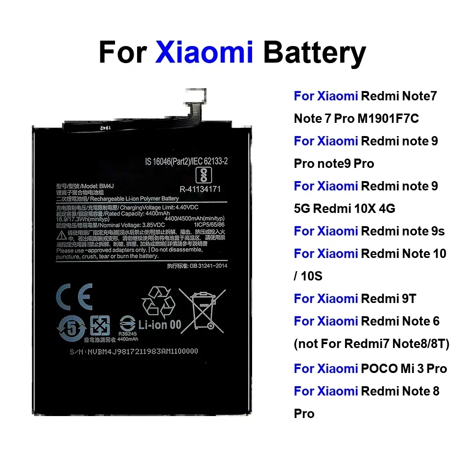 2025 Years Battery BN5A BN59 BM4J BN53 For Xiaomi Redmi Note POCO M3 7 ...