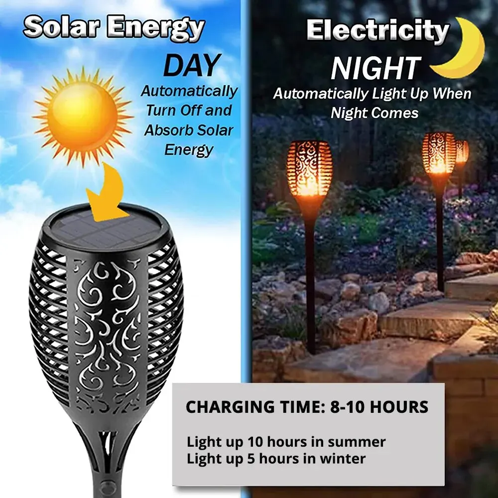 12/33 LED Solar Flame Torch Lights Flickering Lights – Coze Anywhere