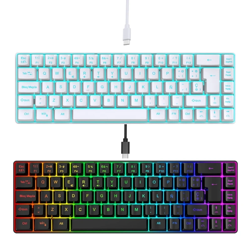 Membrane-Gaming-Keyboard-Corded-68-Key-RGB-Backlits-Keycap-Multicolors ...