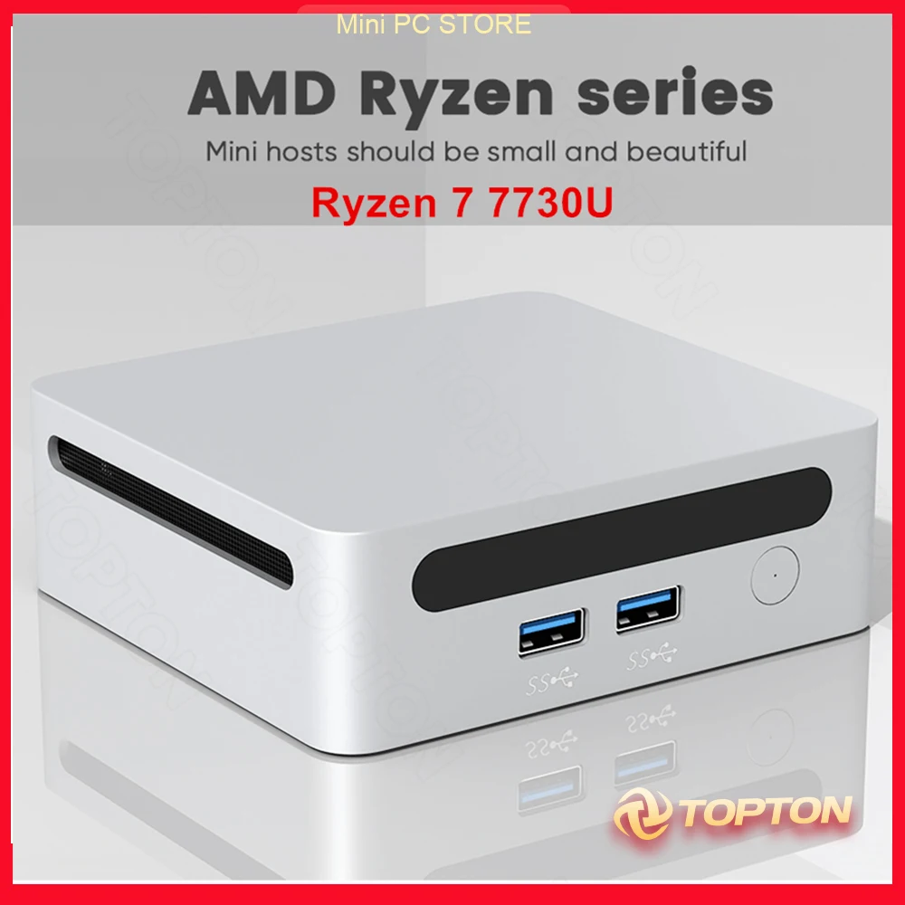 Topton Mini PC Gamer AMD Ryzen 7 7730U i5 1235U Windows 11 2xDDR4 2xNVMe Gaming PC Computer ...