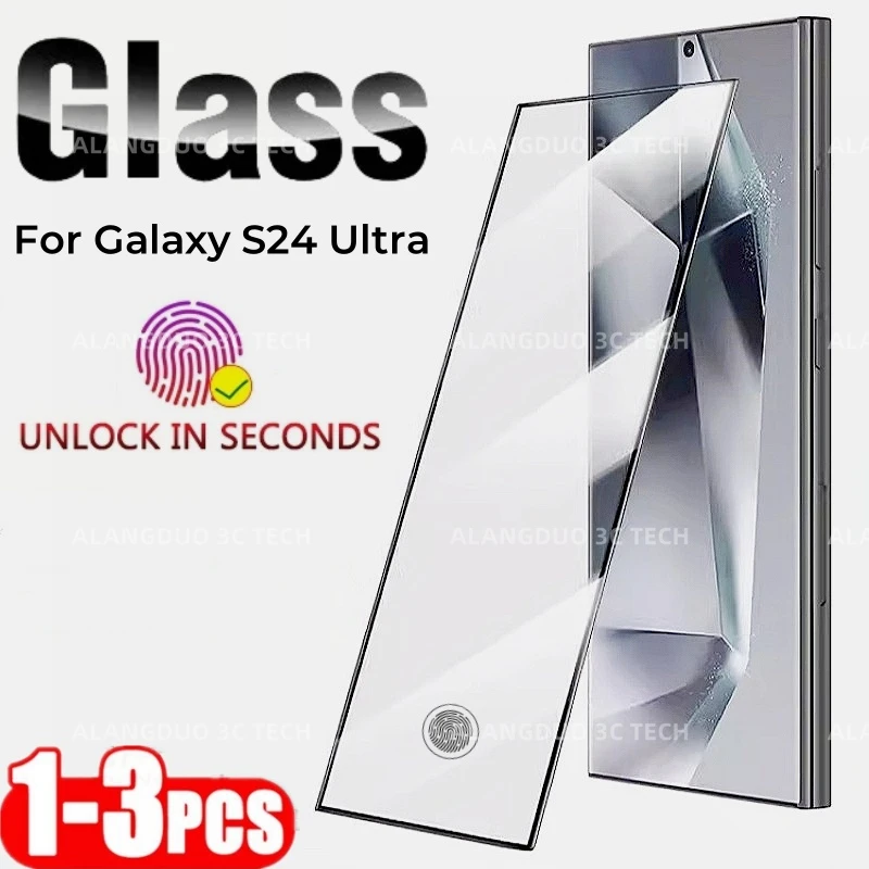 1-3PCS Tempered Glass for Samsung Galaxy S24 Ultra S24+ Plus Full Cover ...