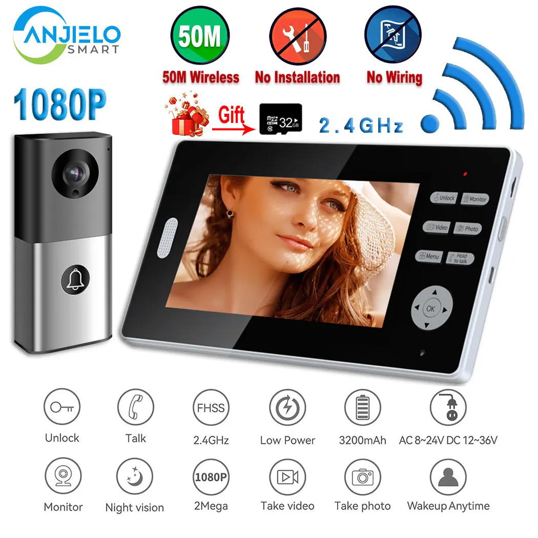 7-Inch-HD-1080P-Wireless-Intercom-Video-Doorbell-2-4Ghz-Long-Distance ...