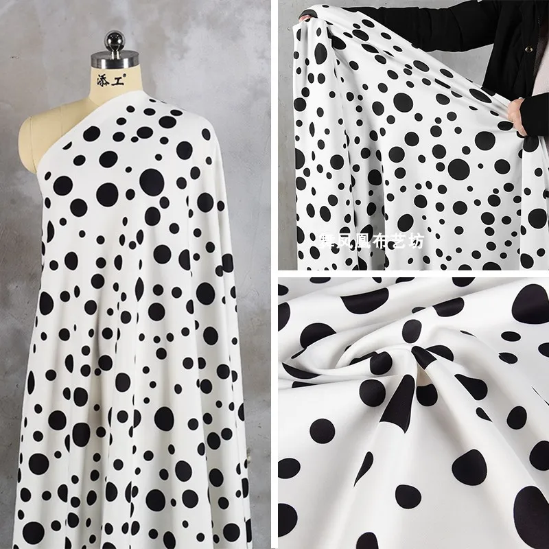 YLM-Knitted-Elastic-Air-Layer-Black-and-White-Large-Small-Spot-Polka ...