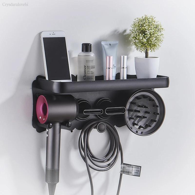 Hairdryer Holder Wall Mounted Storage Rack Bathroom Shelf For Dyson ...
