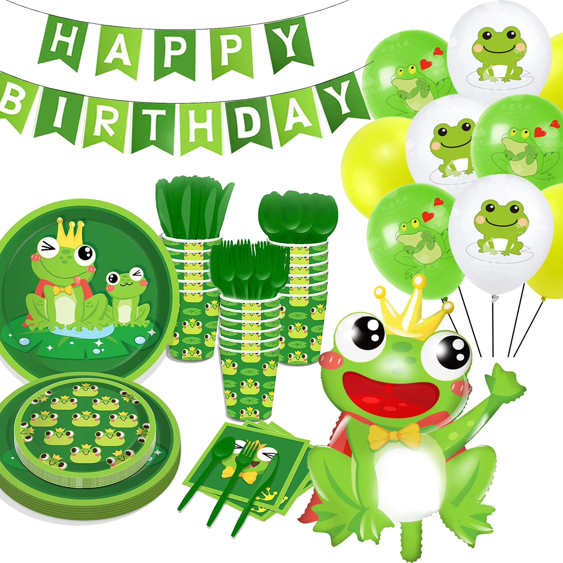 Frog-Birthday-Party-Supplies-Disposable-Tableware-Frog-Plates-Napkins ...