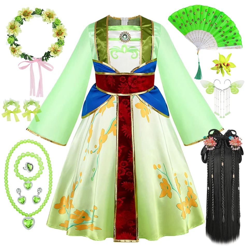 Kids Chinese Hanfu Traditional Costume Girls Mulan Cosplay Princess ...