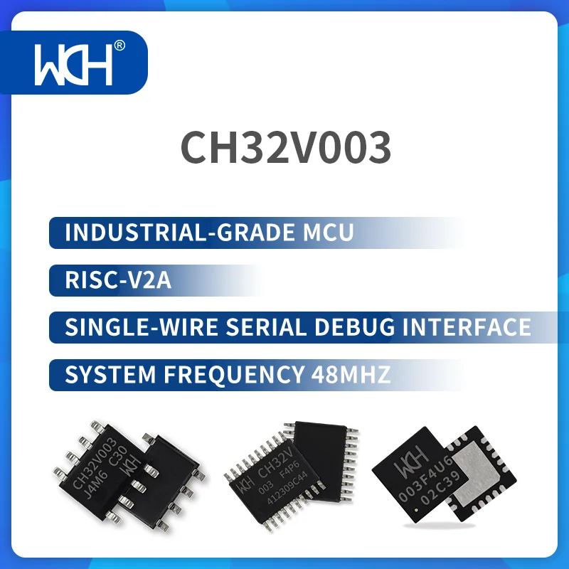 CH32V003工業用グレードmcu、RISC-V2A、単線シリアルデバッグインタフェース、システム周波数48、50ピース/ロット
