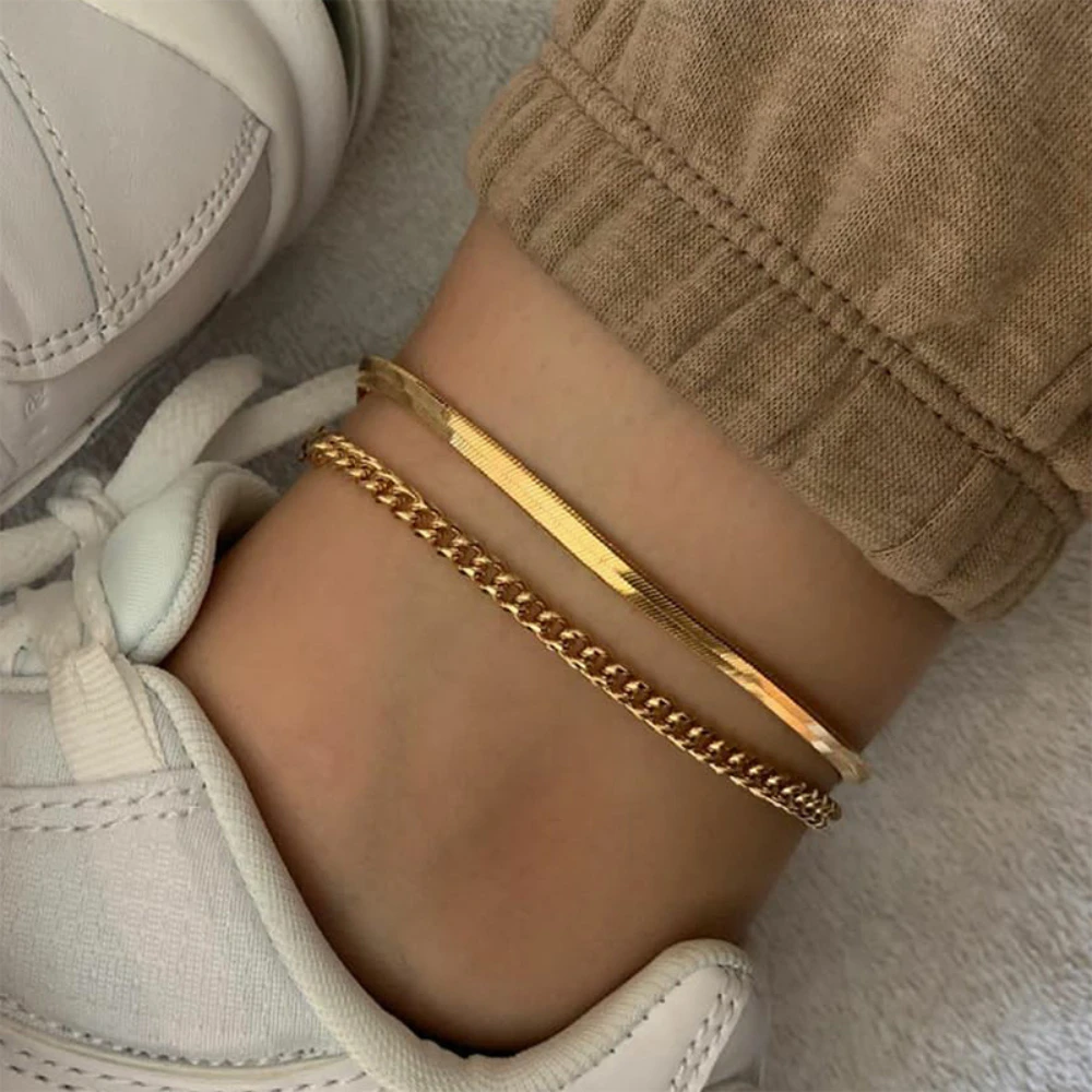 Corrente-de-Cobra-Figaro-A-o-Inoxid-vel-Tornozeleiras-na-Moda-Cadeia ...